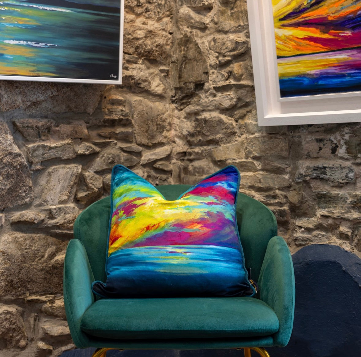 "Electric Dreams" Luxury Velvet Cushion – Jacqueline Rooney Art Ltd
